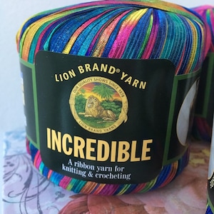 Rainbow Incredible Ribbon Yarn Lion Brand Yarn Specialty Yarn Novelty ...