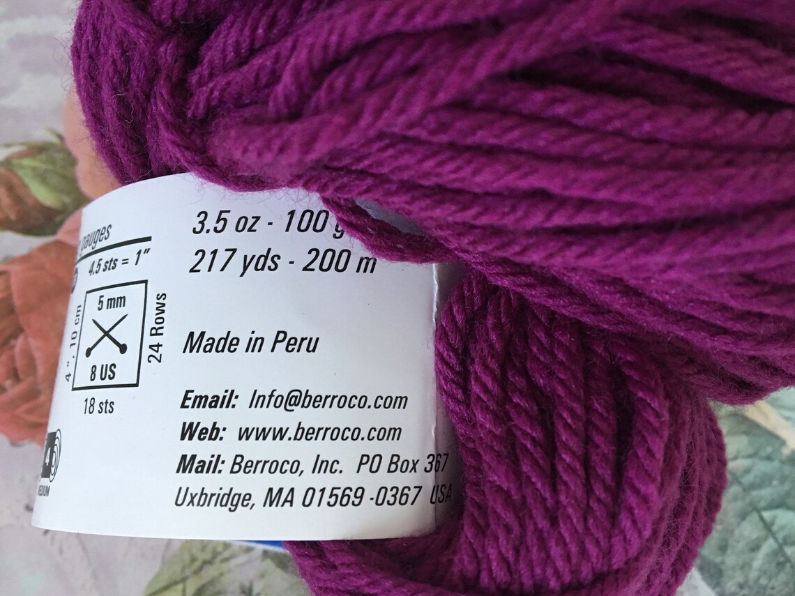 Plum Acrylic Blend Yarn Berroco Vintage Yarn Plum Yarn | Etsy