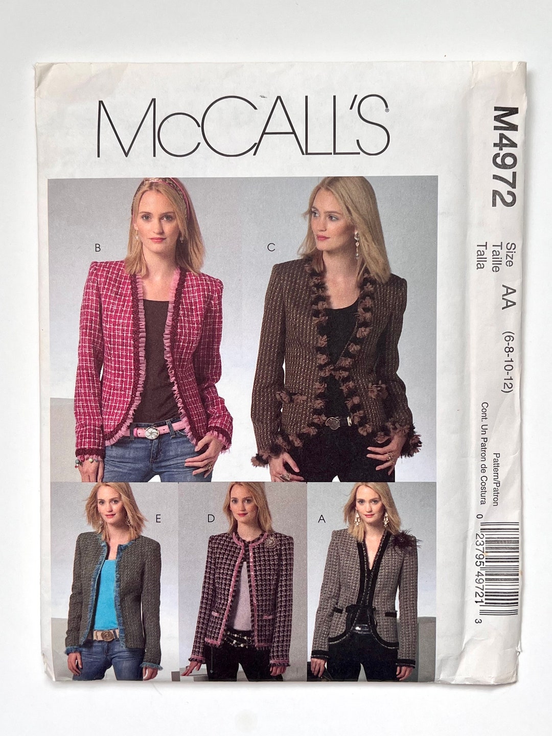 Vintage Mccalls Jacket Sewing Pattern M4972 Sizes AA 6, 8, 10, 12 From ...