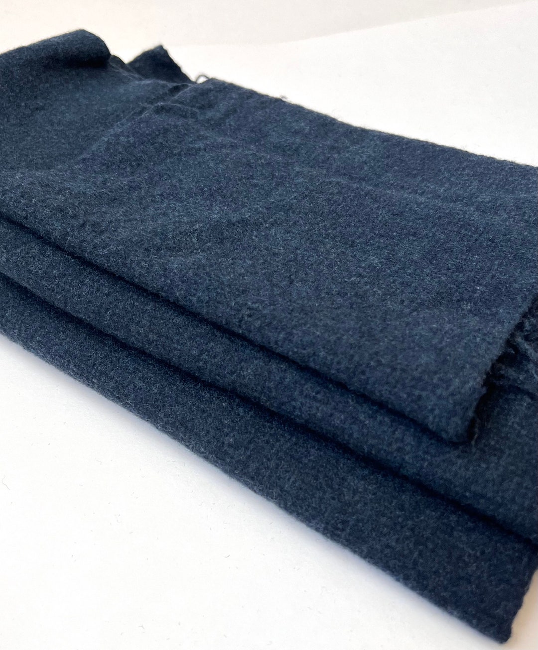 Navy Textured Felted Wool Fabric, Boiled Wool Scraps, Remnants, Fabric ...