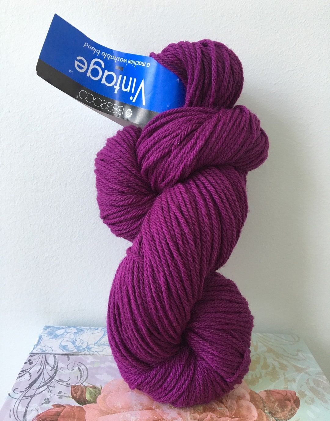 Plum Acrylic Blend Yarn Berroco Vintage Yarn Plum Yarn Destash Washable ...