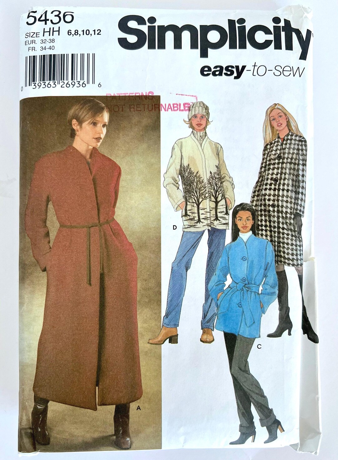 Vintage Simplicity Coat & Jacket Sewing Pattern 5436 (sizes 6-12) - Etsy