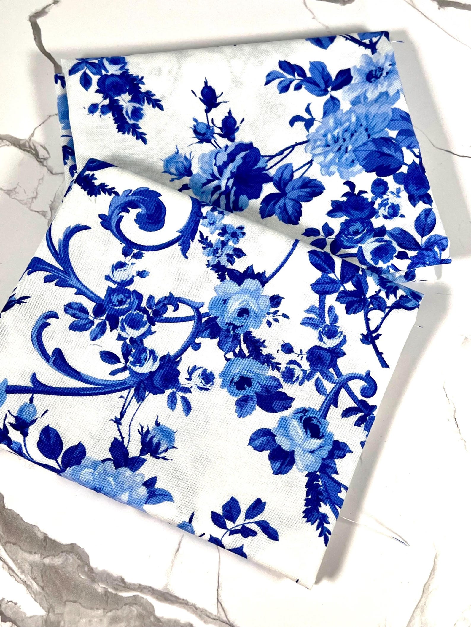 Blue Porcelain Rose Cotton Fabric Fat Quarter - Northcott - Etsy