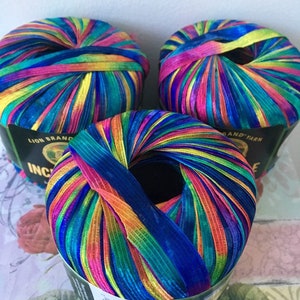 Rainbow Incredible Ribbon Yarn Lion Brand Yarn Specialty Yarn Novelty ...