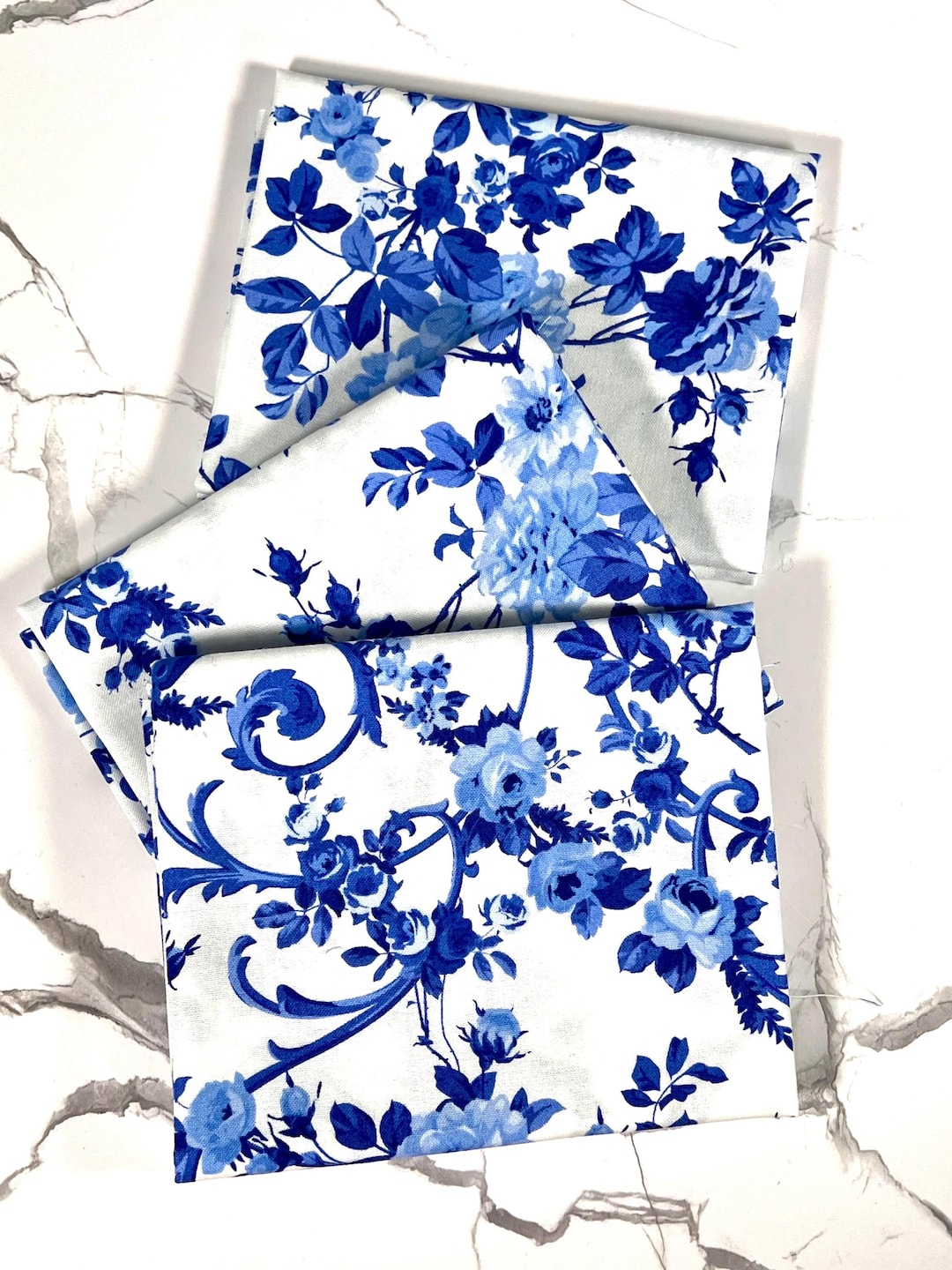 Blue Porcelain Rose Cotton Fabric Fat Quarter - Northcott - Etsy