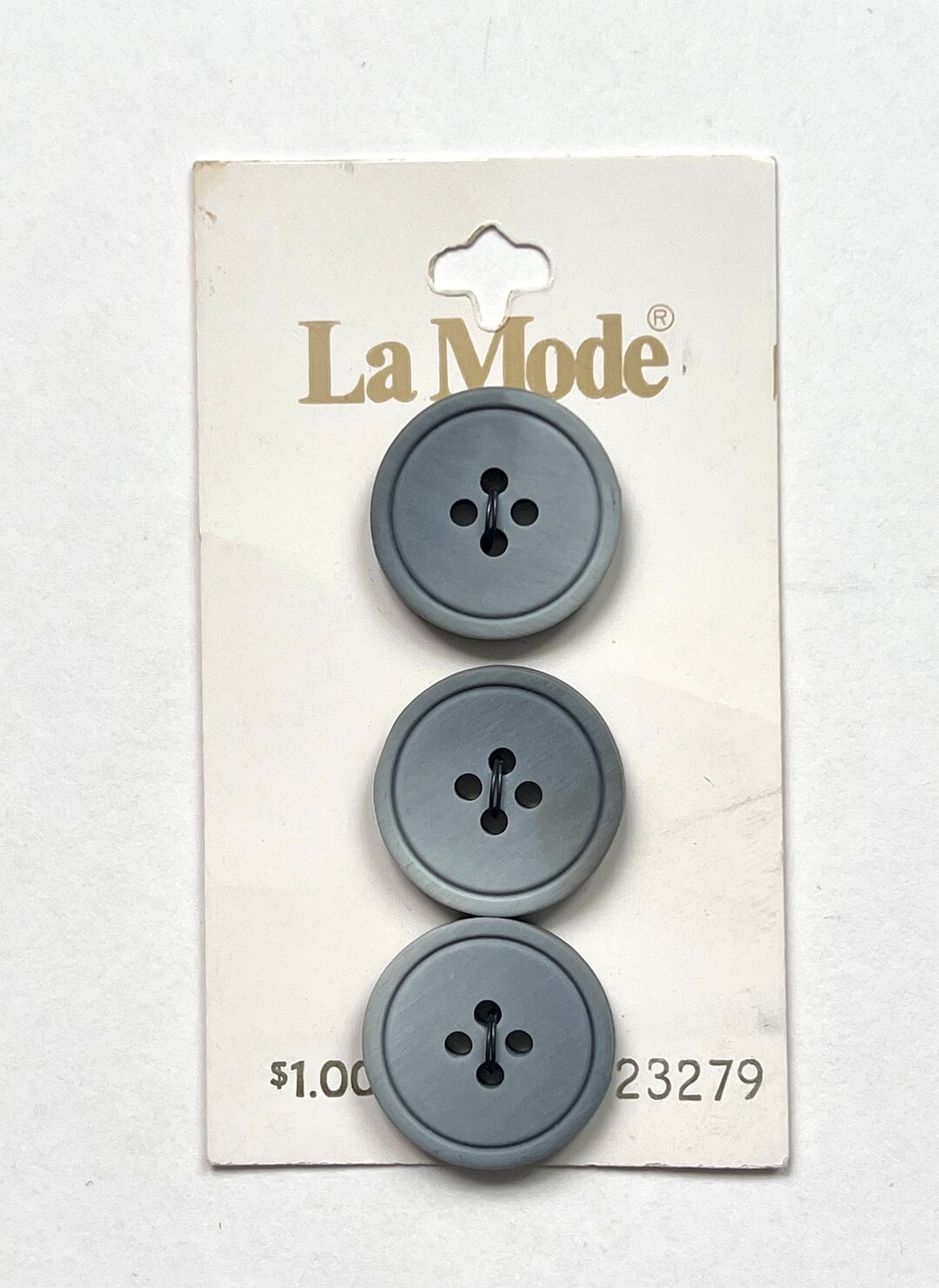 3 Vintage La Mode Gray Round Buttons Size 19 Mm / 3/4, 4 Hole Buttons ...