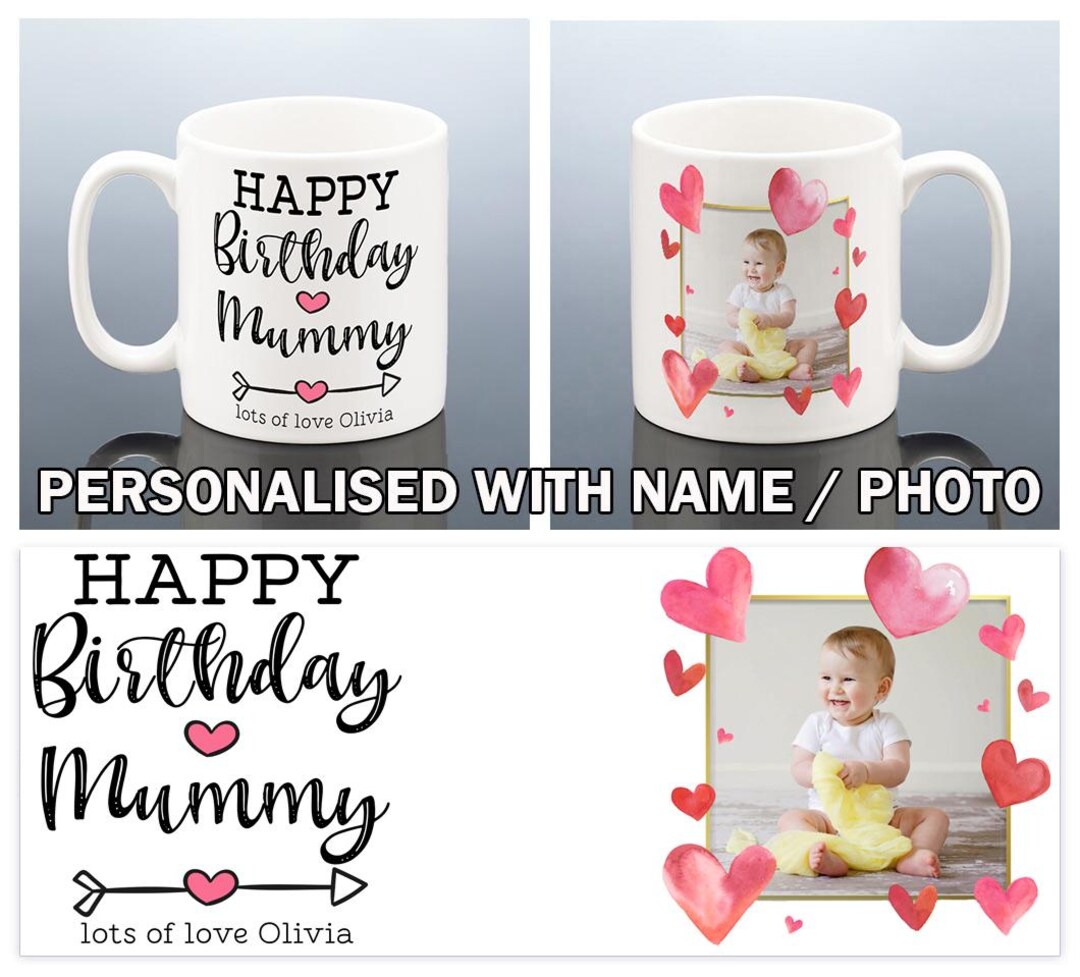 MUMMY BIRTHDAY MUG Mum Birthday Gift From Baby Personalised Mummy Photo ...