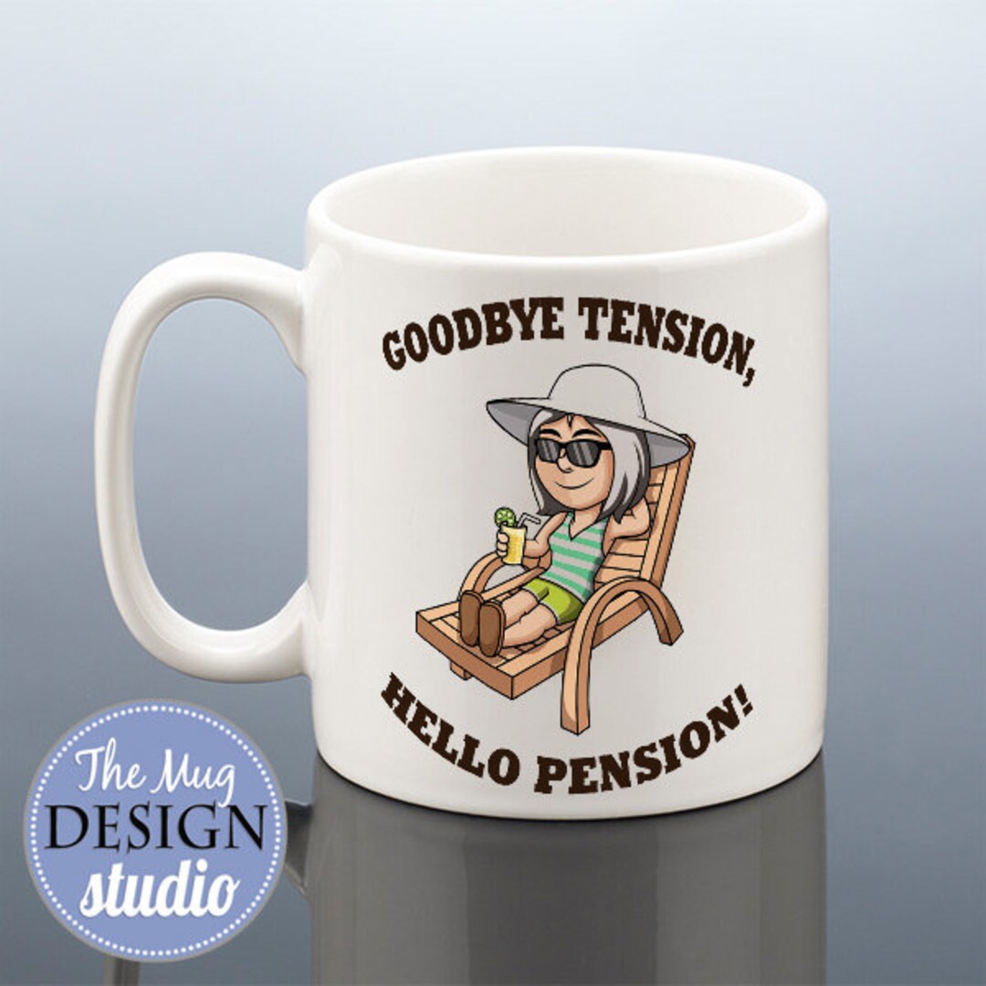 HELLO PENSION MUG Happy Retirement Cup for Her Retirement Gift - Etsy