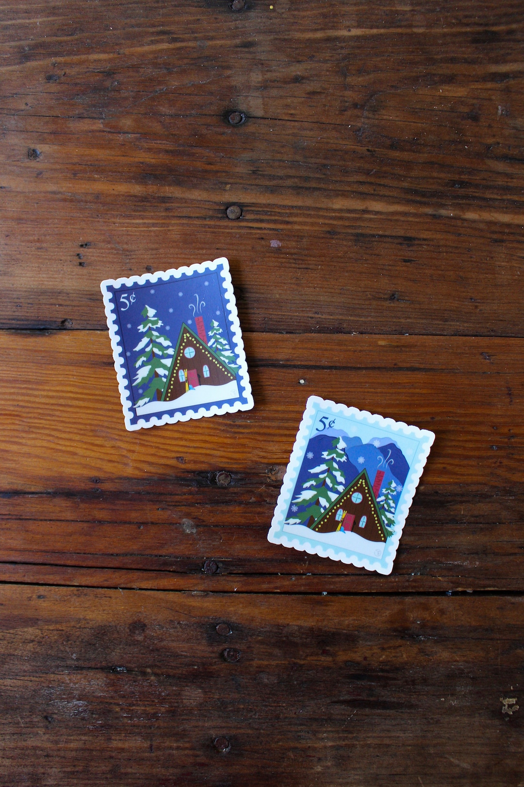 A-frame Cabin Postage Stamp Sticker | Weatherproof Clear Vinyl - Etsy