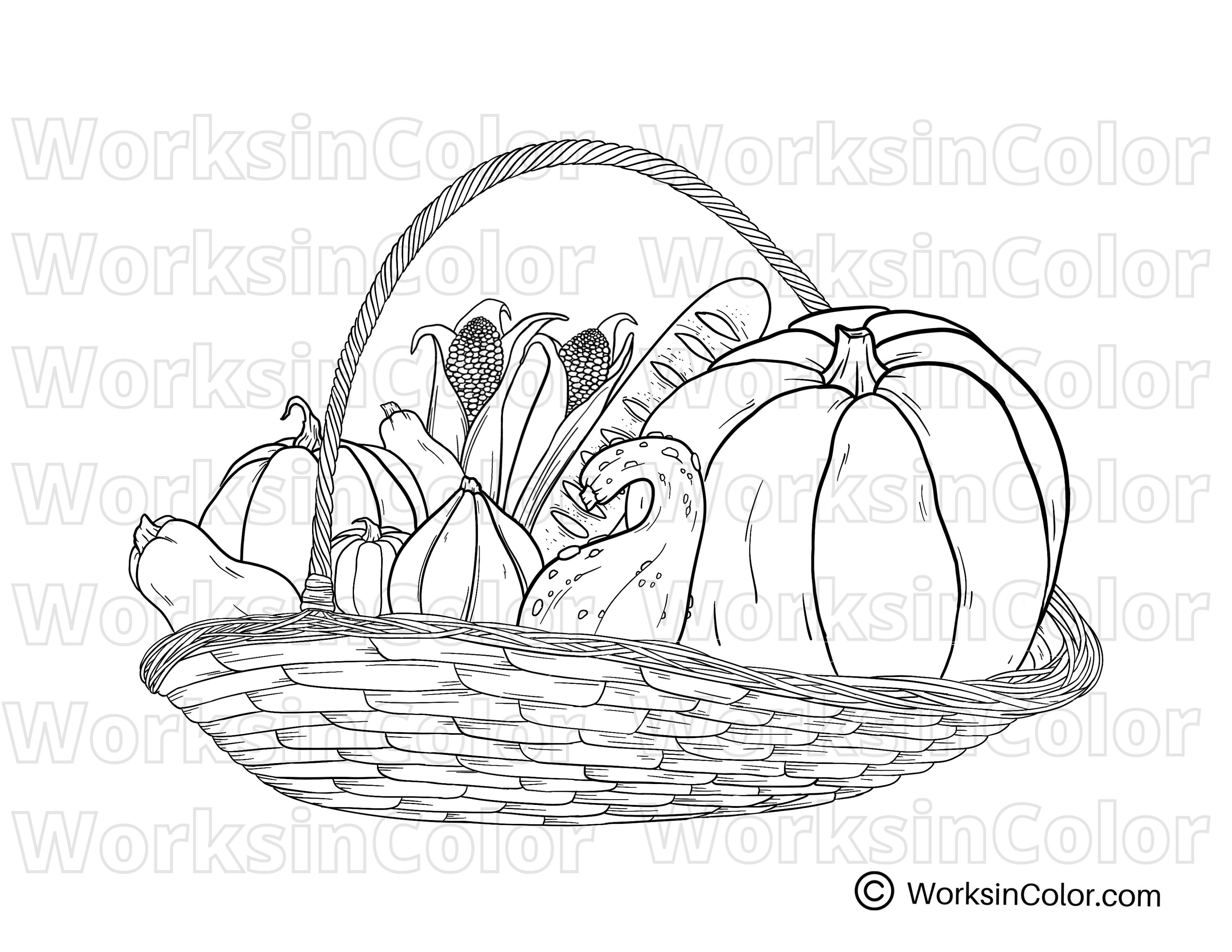 Autumn Harvest Coloring Page Bundle for All Ages, Digital Download ...