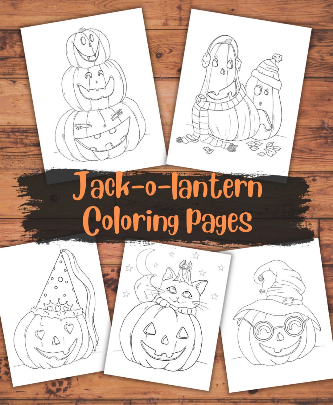 Cute Jack O’lantern Coloring Pages, Digital Download, Pumpkin Coloring ...