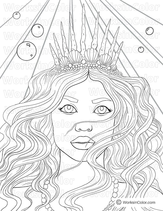 Queen Mermaid Coloring Pages