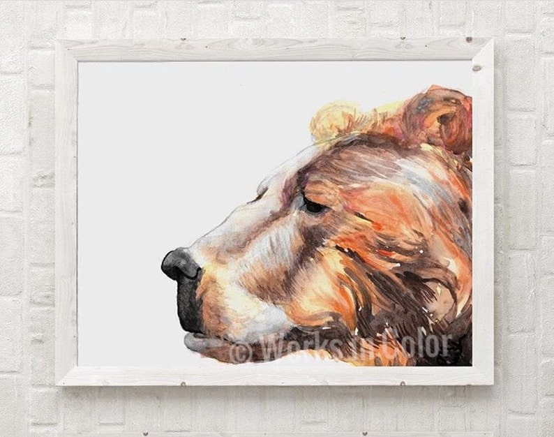 Bear Head Print Made From Original Watercolor Painting Wallart, Rustic ...