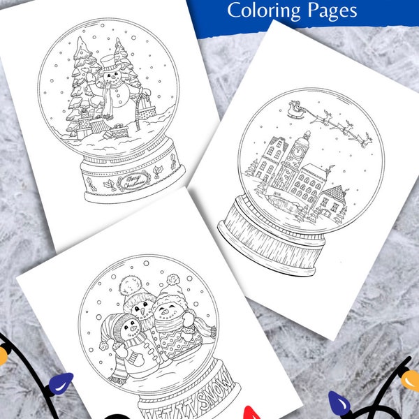 Snowglobe Coloring Pages - Etsy