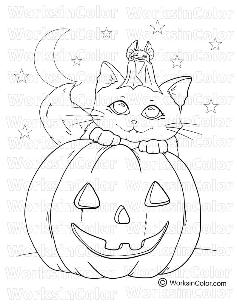 Cute Jack O’lantern Coloring Pages, Digital Download, Pumpkin Coloring ...