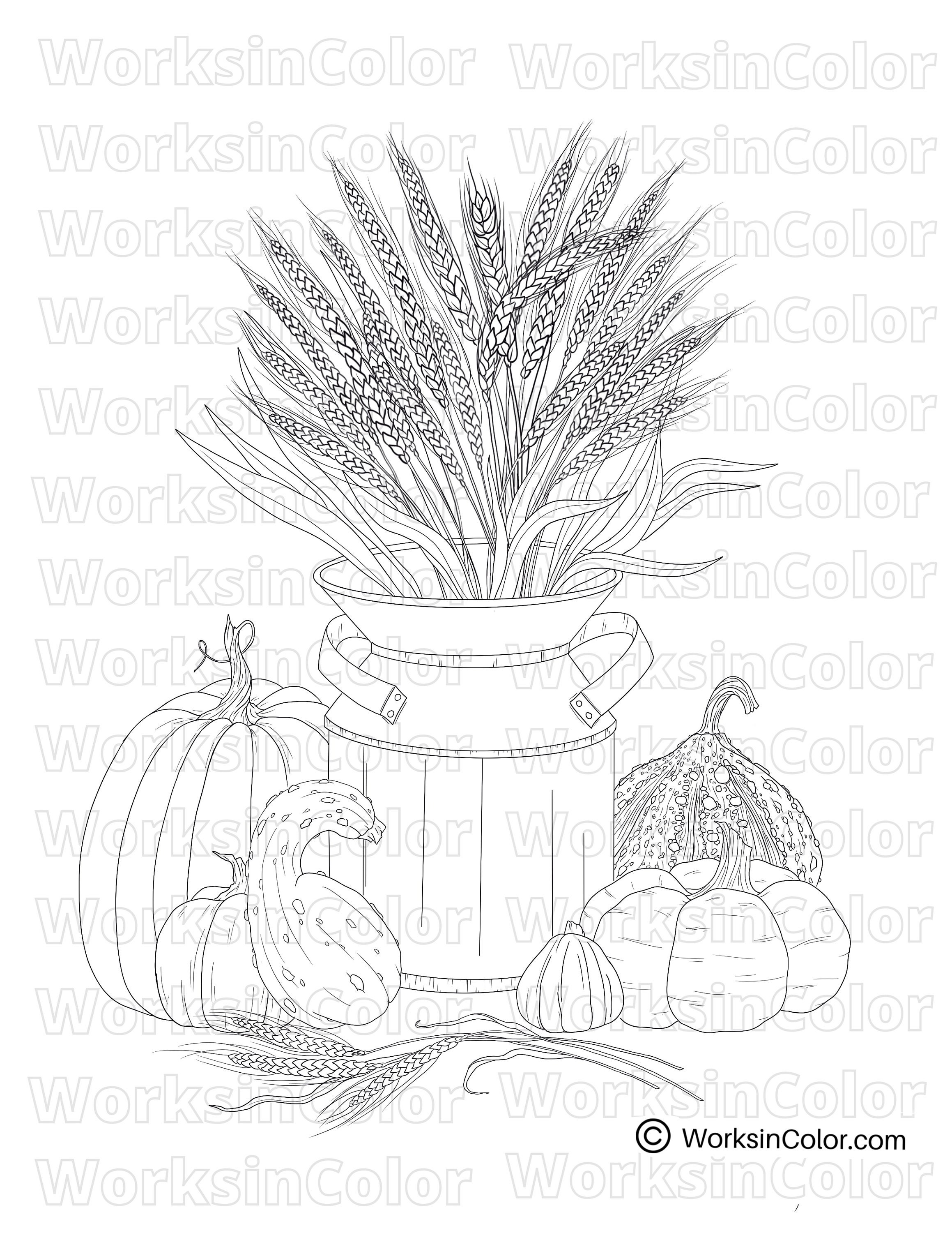 Fall Coloring Assortment, DIGITAL DOWNLOAD, Autumn Coloring Pages ...