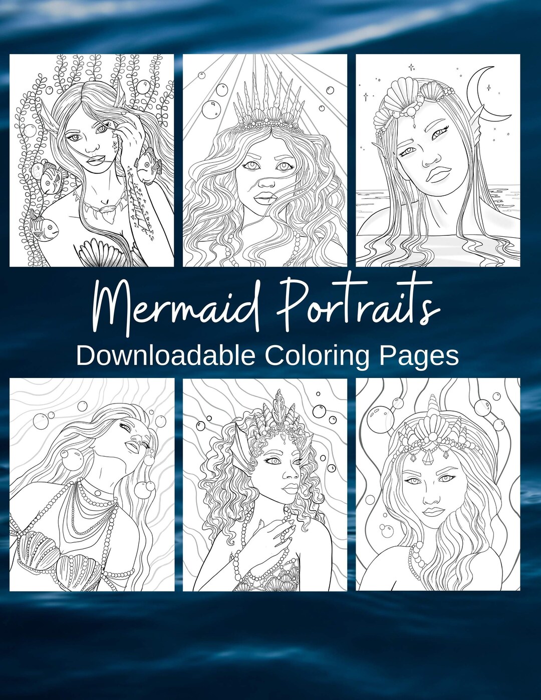 Imagine a World of Mermaids, Mermaid Coloring Page, Printable, Fantasy ...