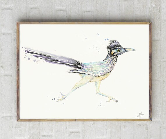 Watercolor Road Runner Glicee Print Desert Animal Art Bird - Etsy