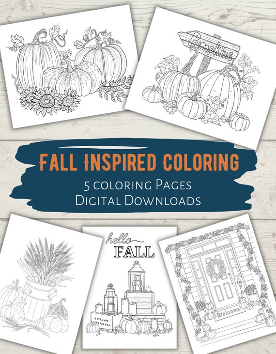 Fall Coloring Assortment DIGITAL DOWNLOAD Autumn Coloring - Etsy