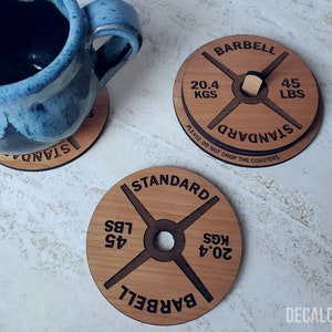 Weight Plate Coaster Set - Wooden Handmade - Gym Fitness Workout Drink ...