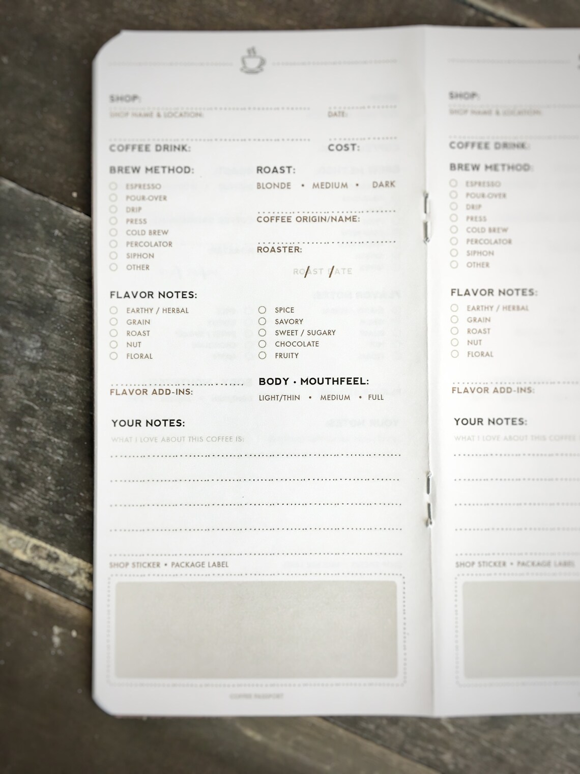 COFFEE PASSPORT by JOT. Books -- Coffee Tasting Guide, Roasting Guide ...