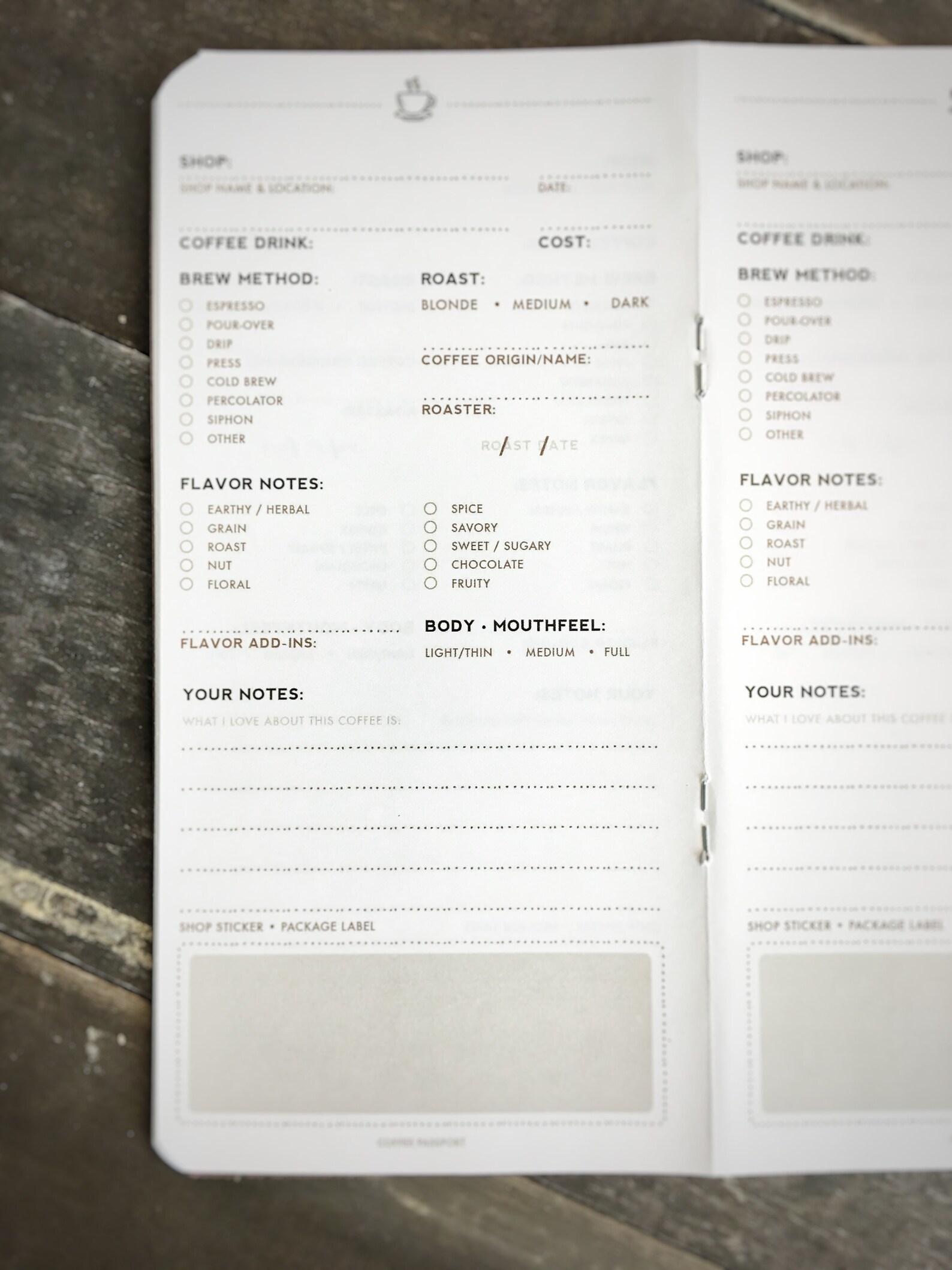 COFFEE PASSPORT by JOT. Books -- Coffee Tasting Guide, Roasting Guide ...