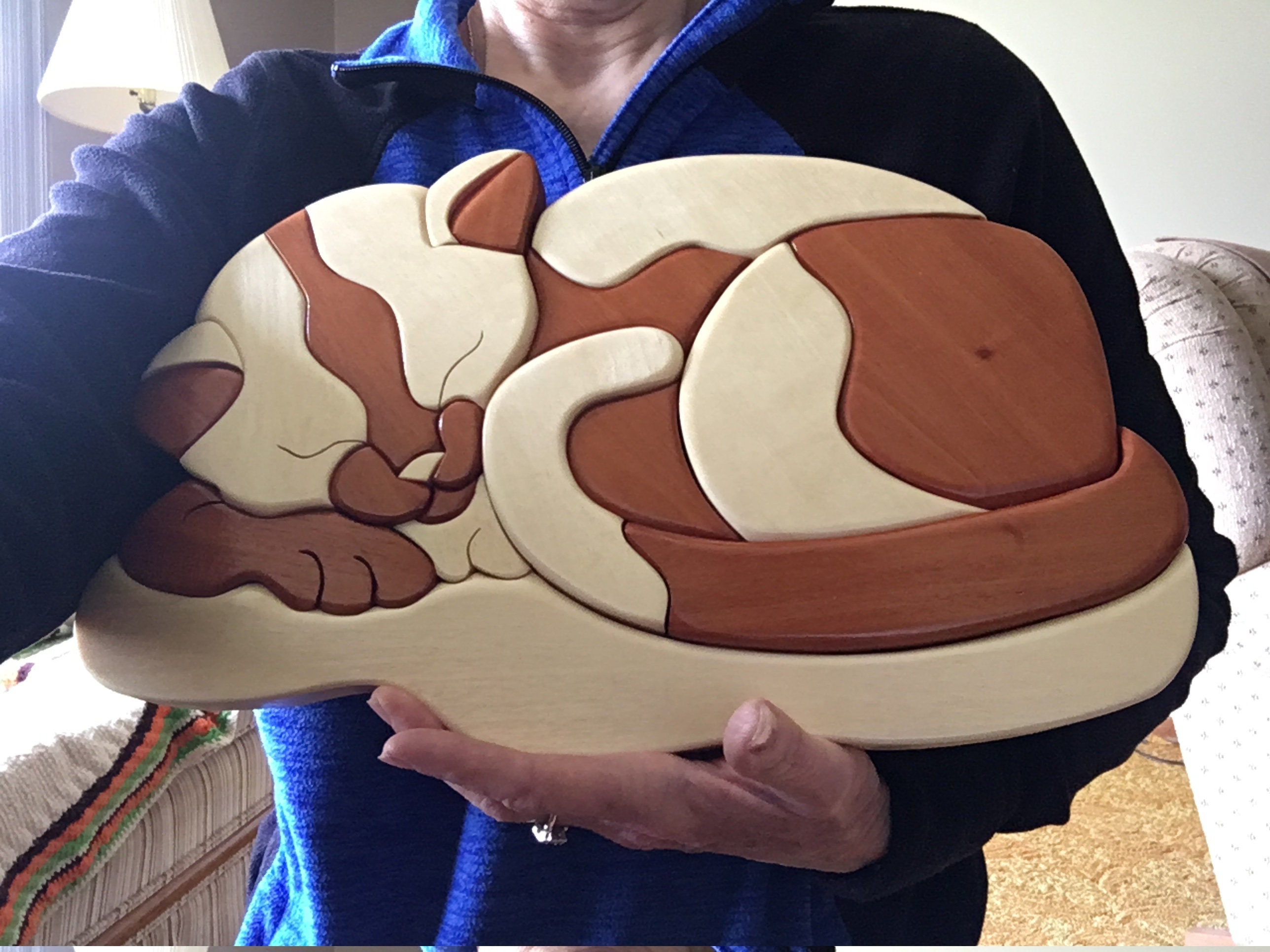 Cat Sleeping Intarsia - Etsy