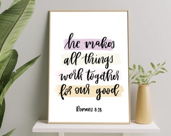 Romans 8 28 Wall Art All Things God Works for the Good Bible - Etsy