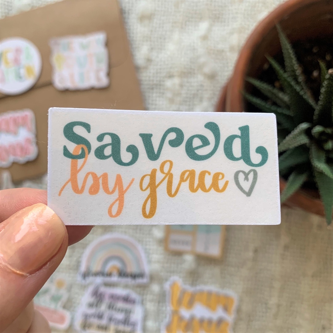 Grace Sticker, Saved by Grace, Earth Tones Sticker, Christian Sticker ...