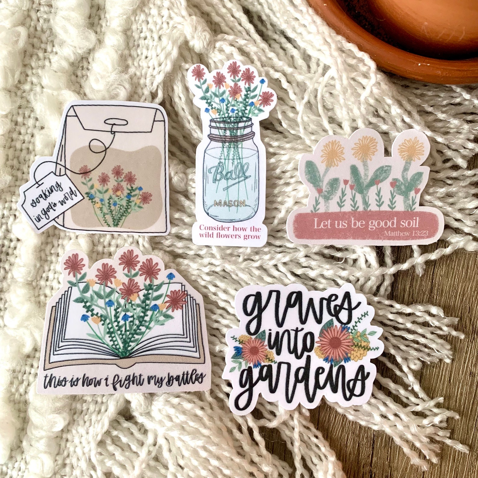 Waterproof Flower Sticker Boho Flower Stickers Flower | Etsy