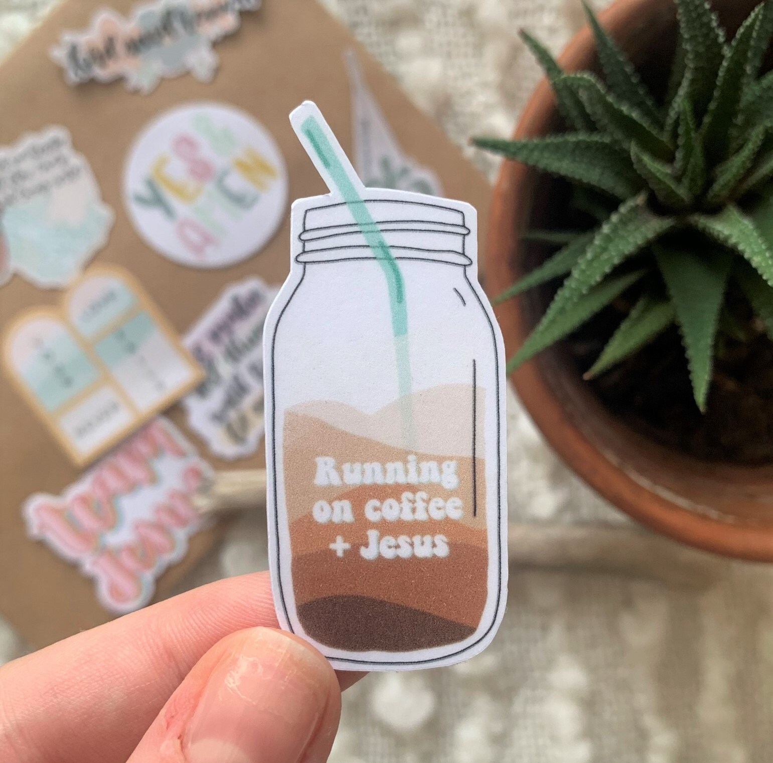 Coffee & Jesus Sticker Christian Laptop Sticker Iced Coffee - Etsy
