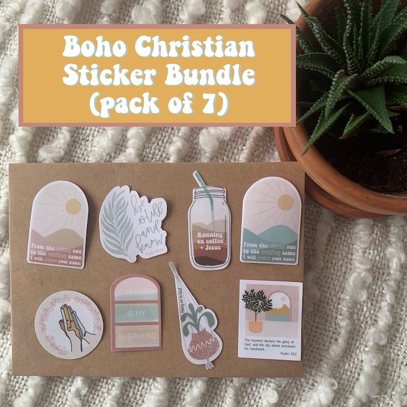 Boho Sticker Pack Faith Stickers Christian Sticker Bundle | Etsy