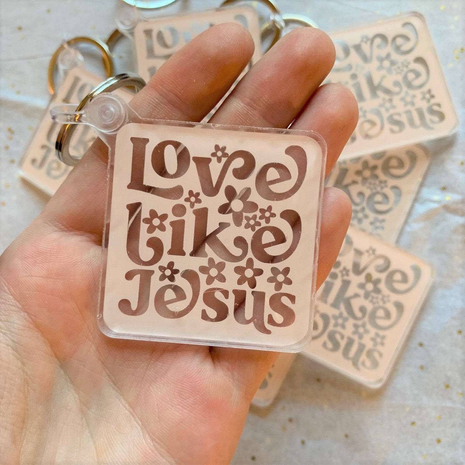 Religious Keychain Clear Acrylic Keychain Faith Keychain - Etsy