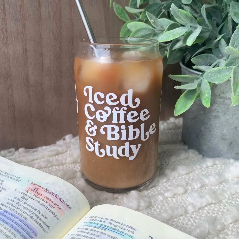 Christian Can Glass Iced Coffee Drinkware Bible Study Iced - Etsy