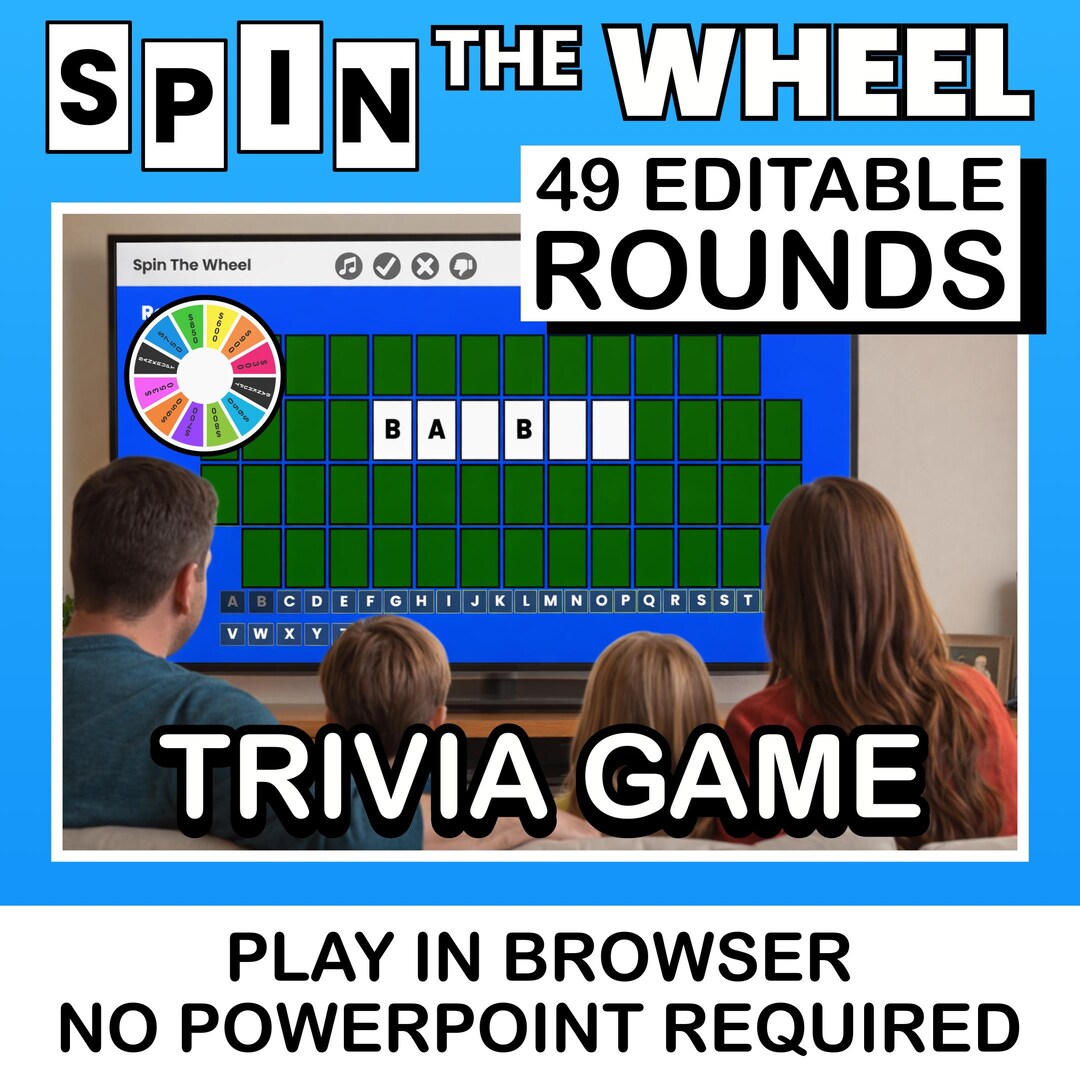 Spin the Wheel Virtual Party Trivia Game – 49 Editable Rounds, Browser ...