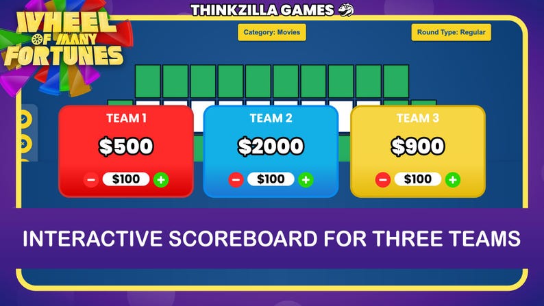 Spin the Wheel Virtual Party Trivia Game – 49 Editable Rounds, Browser ...