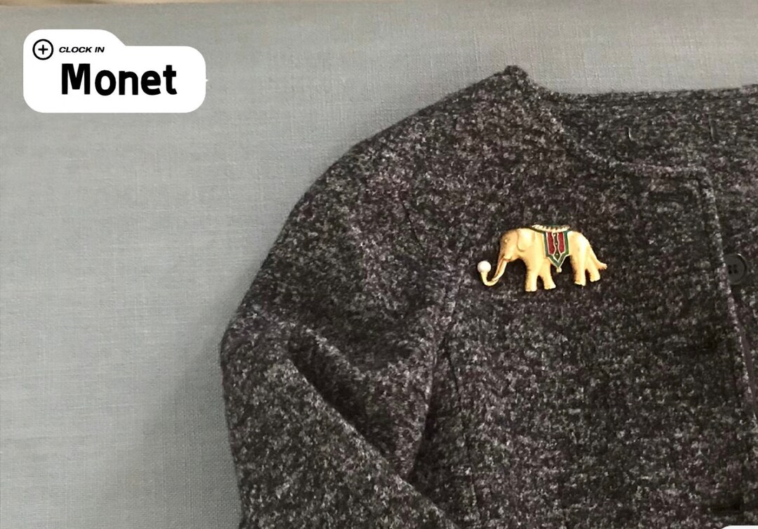 Monet Elephant Brooch - Etsy