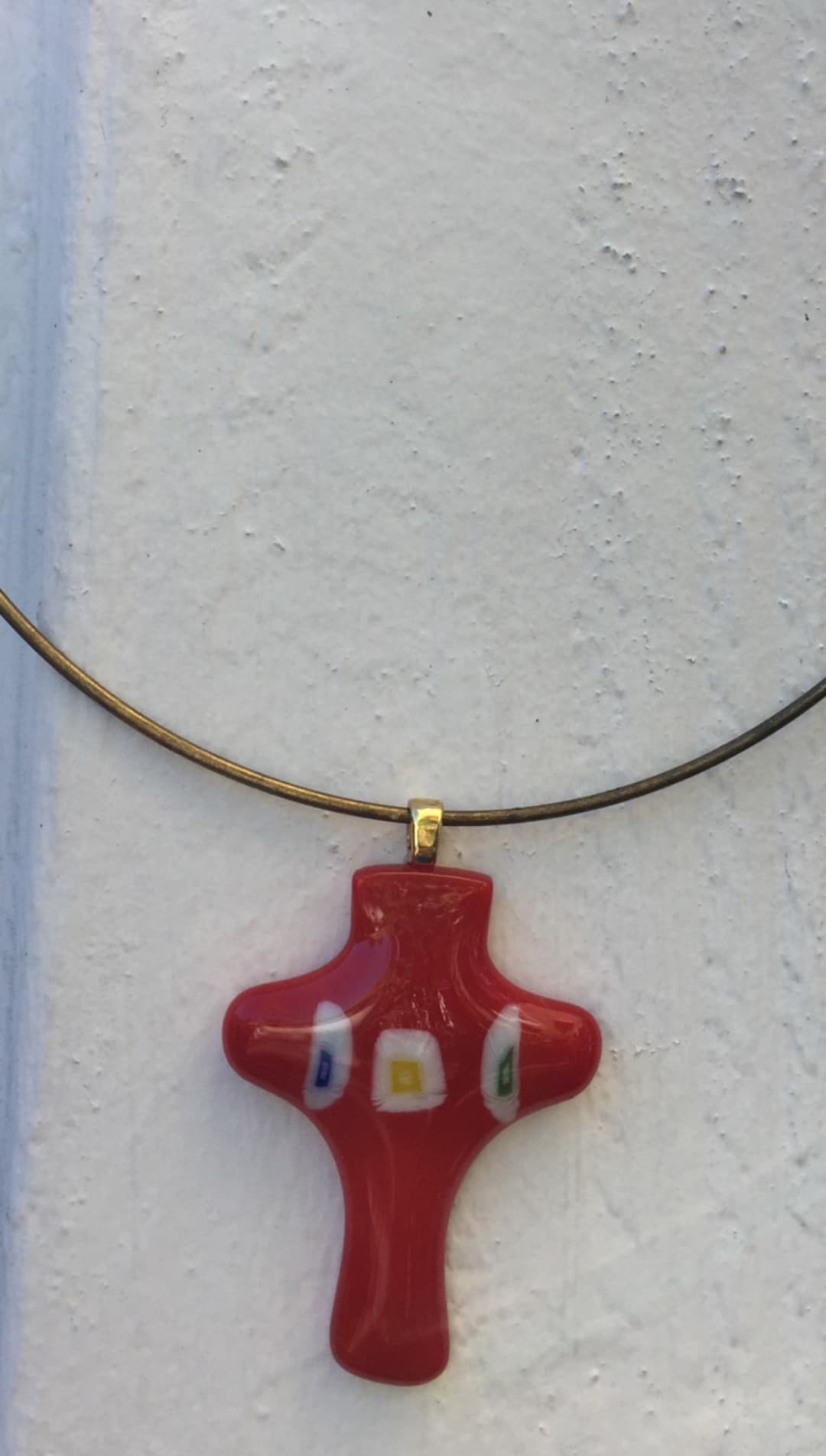 Colgante de cristal de Cruz Roja - Etsy España