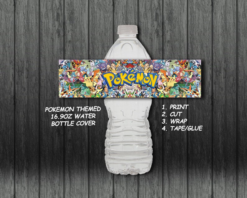 Pokemon Themed Party Package / Banner Text / Candy Wrapper / Bottle ...