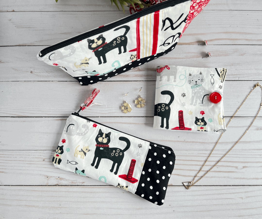 Black Cat Zipper Pouch, Cat Pencil Pouch, Travel Toiletry Bag, Dice Bag ...