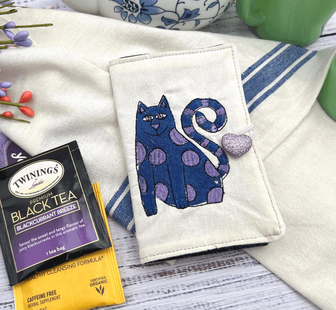 Tea Wallet Zen Cat Tea Bag Organizer Fabric Cat Embroidery Tea Lovers ...