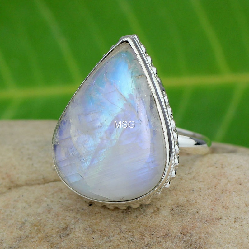 Large Moonstone Ring - Etsy
