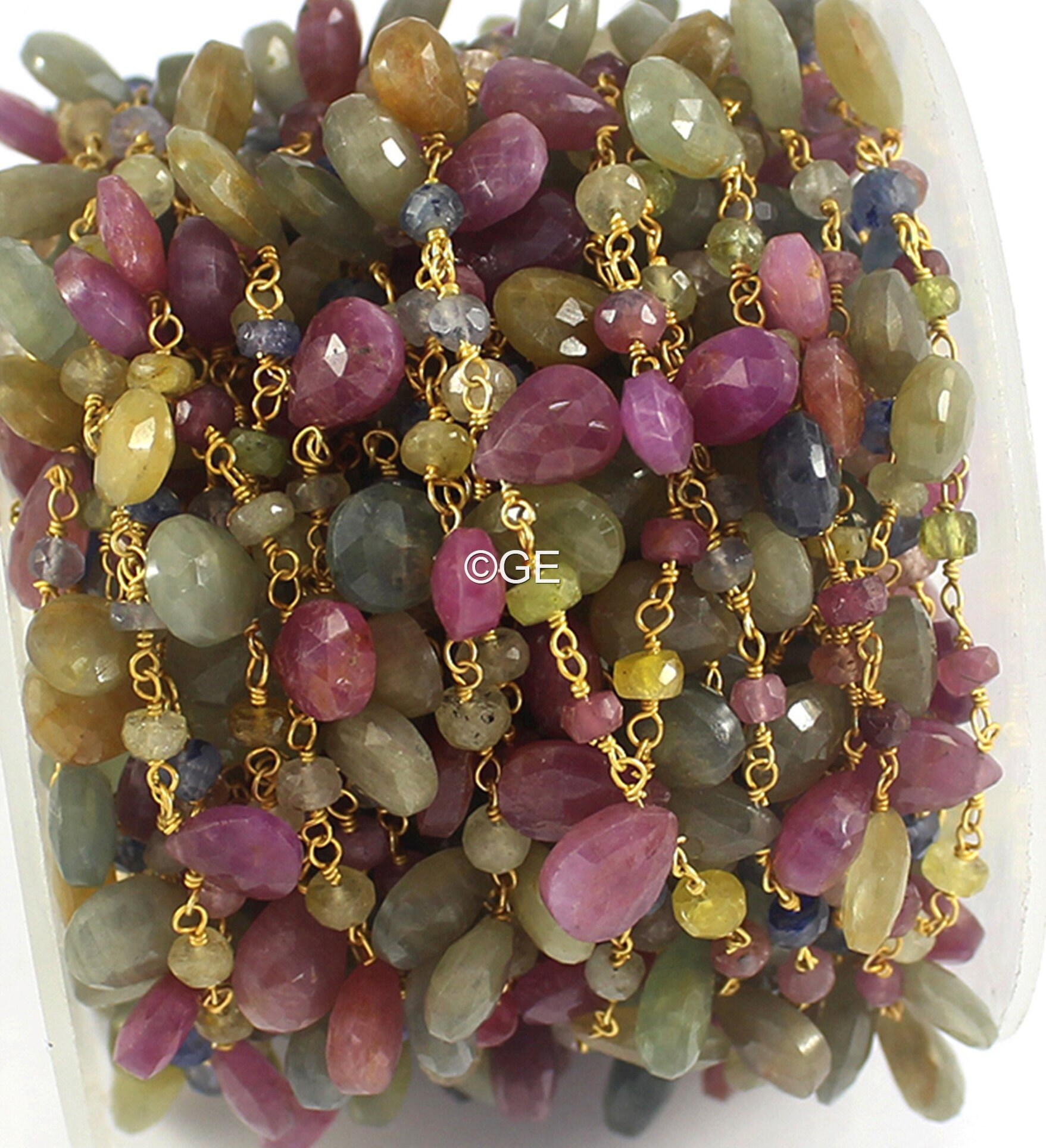 Multi Sapphire Wire Wrapped Briolette Rosary Chain Natural - Etsy