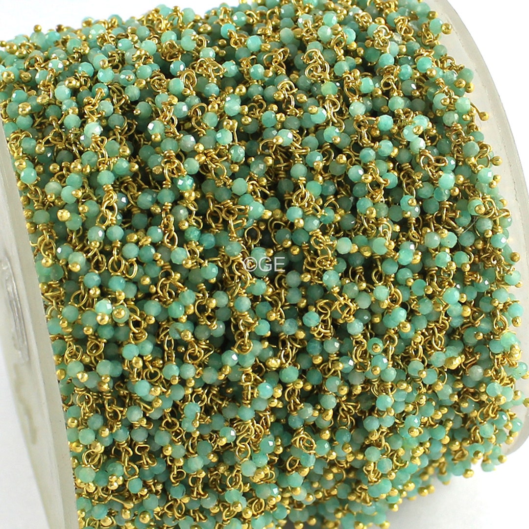 Amazonite Dangling Rosary Chain, 2mm Amazonite Wire Wrapped Cluster ...
