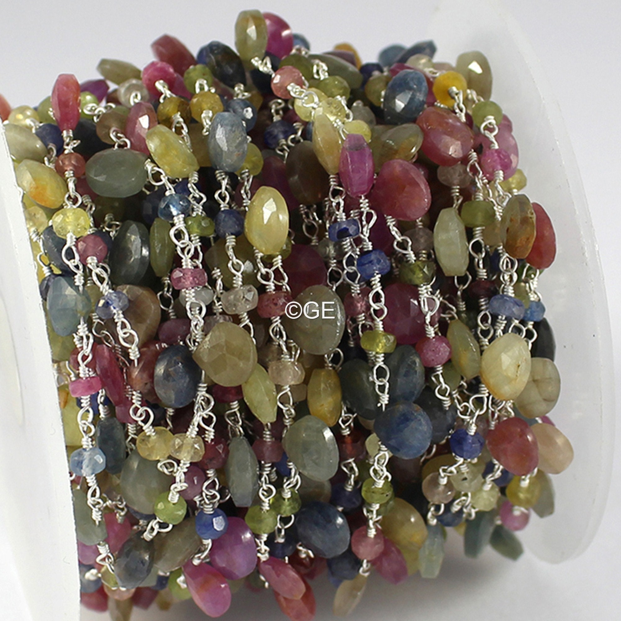 Multi Sapphire Wire Wrapped Briolette Rosary Chain Natural - Etsy