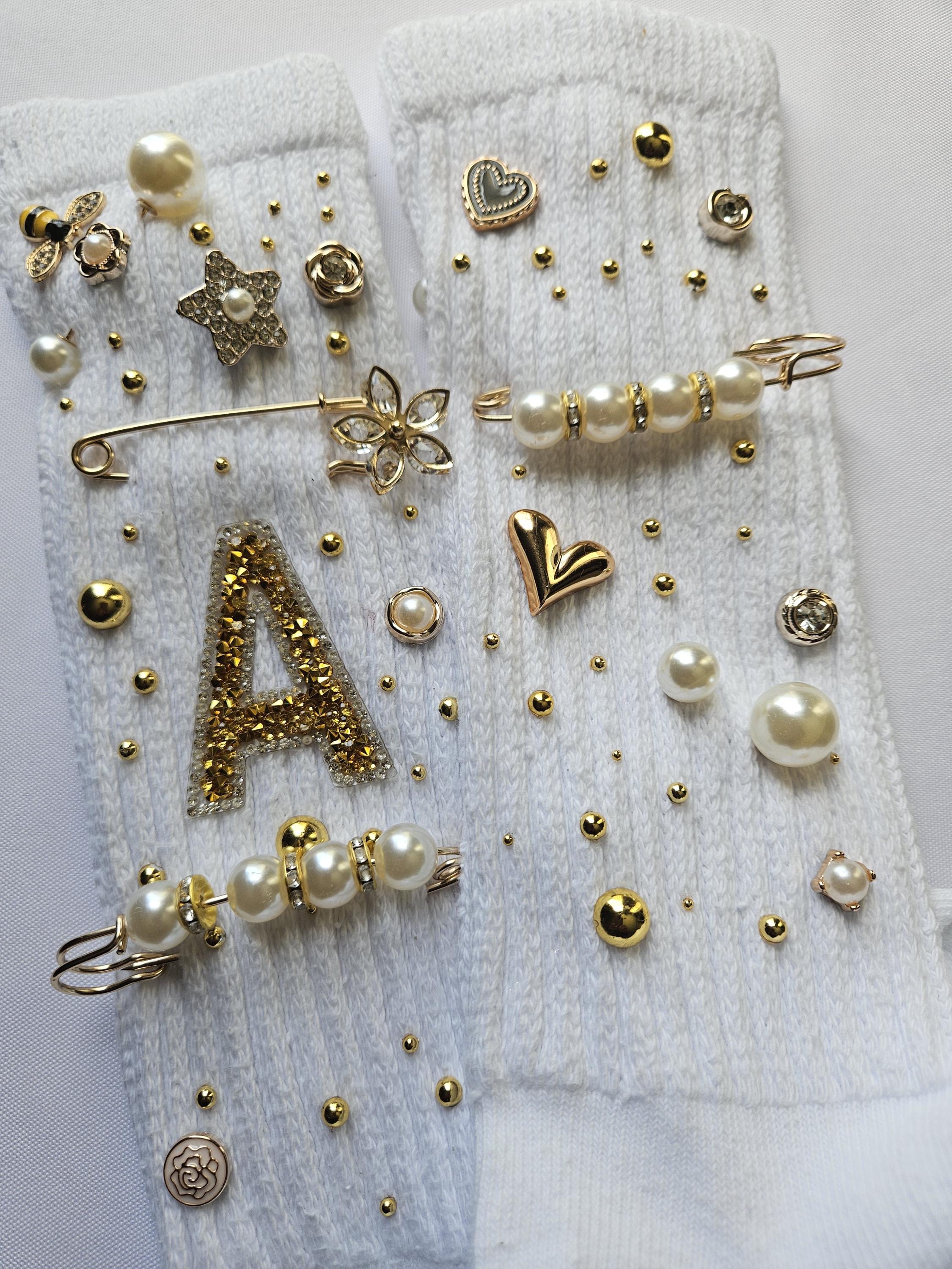 Slouch Socks With Gold Charms: Personalized Initial Socks - Etsy