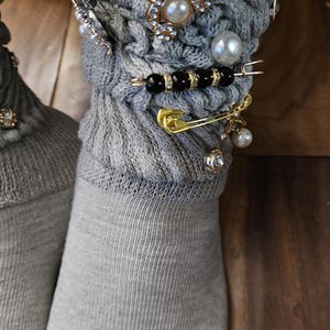 Junk Charm Slouch Socks Comfortable Socks With Charms - Gray Socks ...