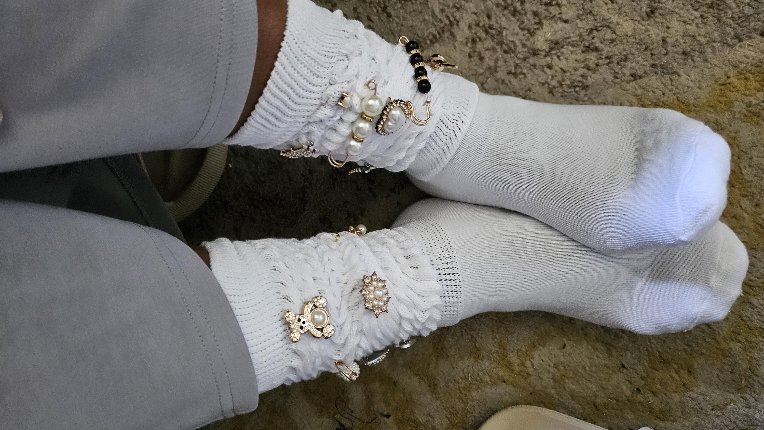 Junk Charm Slouch Socks: White Cotton Blend Socks, Size 9-11 - Etsy
