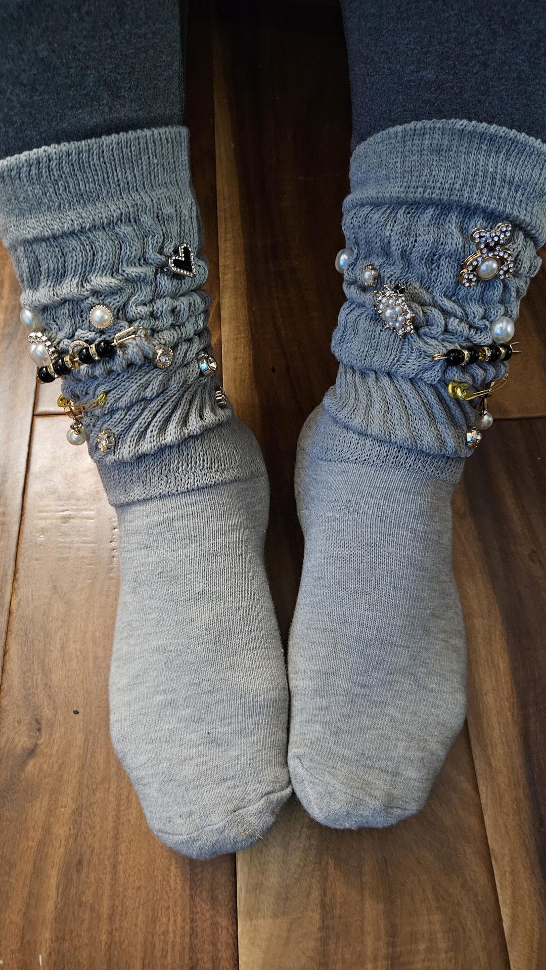 Junk Charm Slouch Socks Comfortable Socks With Charms - Gray Socks ...