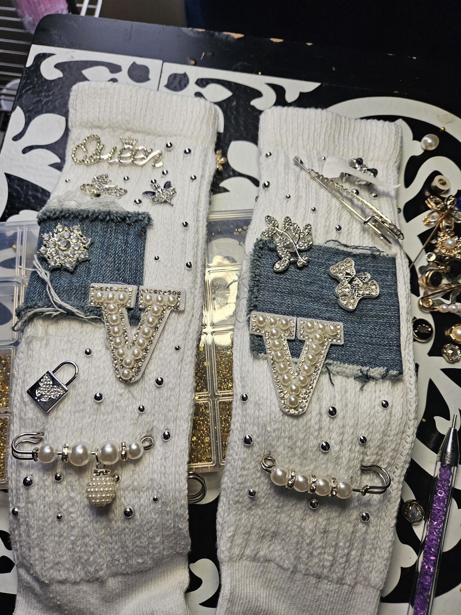 Denim Junk Charm Slouch Socks: Personalized Initial Socks - Etsy
